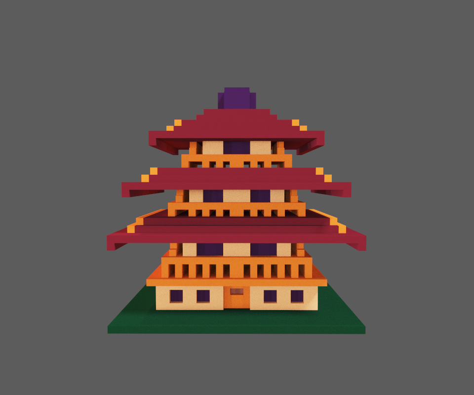Chinese Tempel – Hobbyist Voxel Art Designer