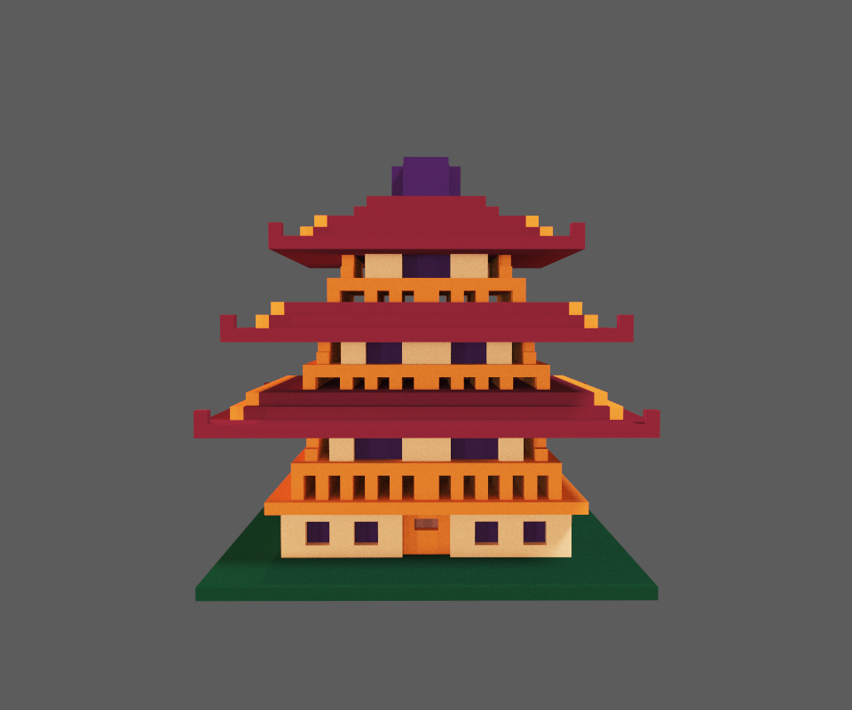 Chinese Tempel – Hobbyist Voxel Art Designer